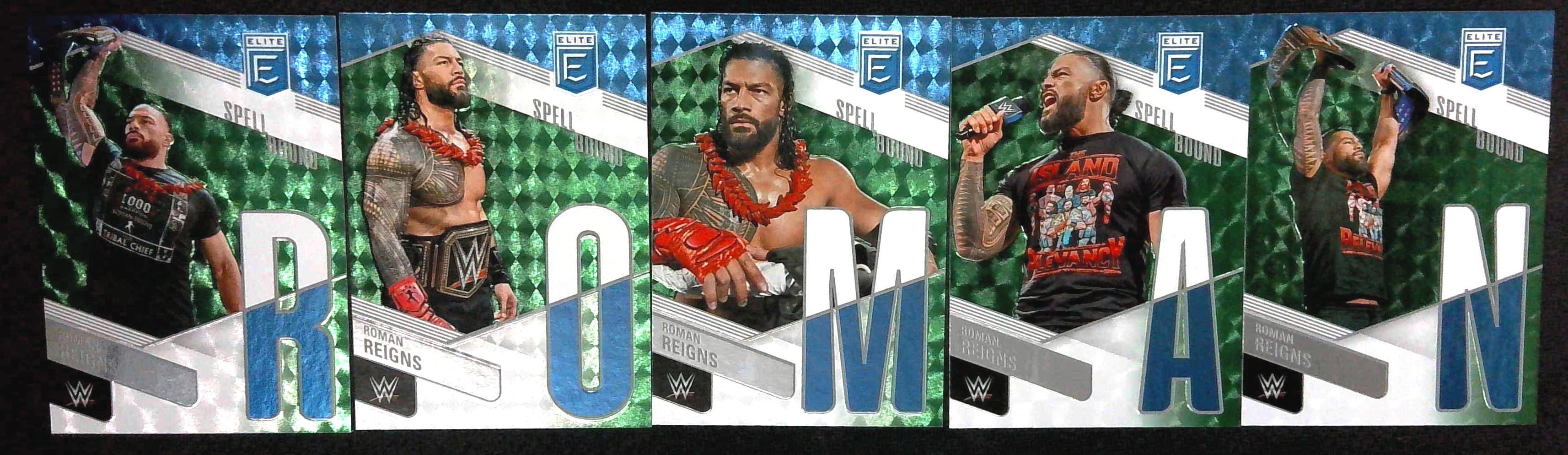 Roman Reigns 2023 Donruss Elite WWE #1-5 Spellbound Complete Set Green ...