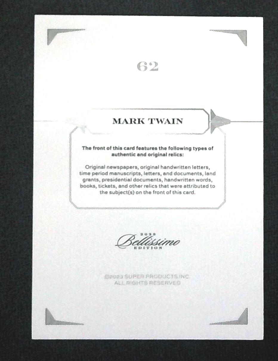MARK TWAIN -2023 BELLISSIMO EDITION -Handwritten RELIC 89/99 – Great ...
