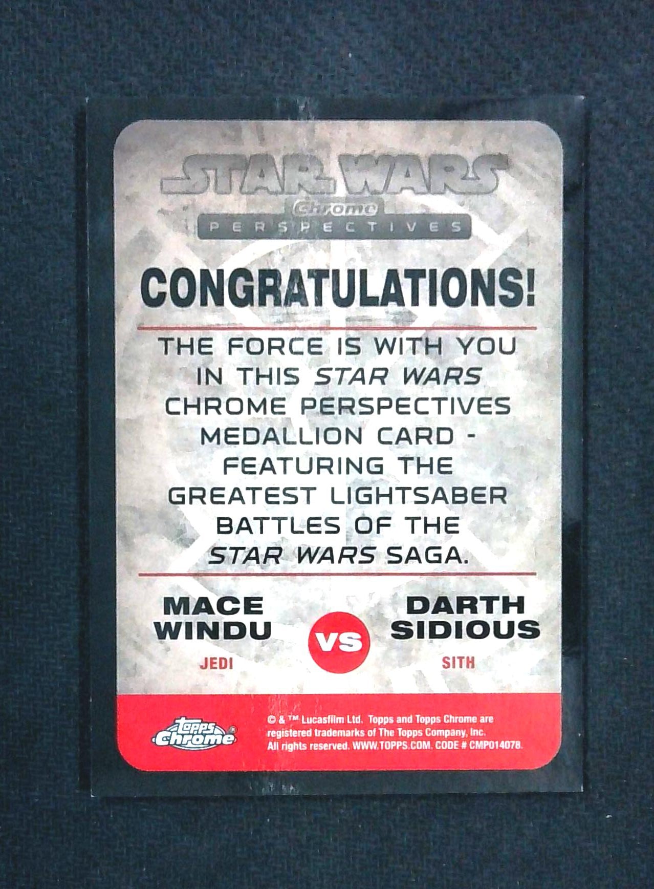 2005 Topps Star Wars Chrome Perspectives Medallion Mace Windu vs Darth ...