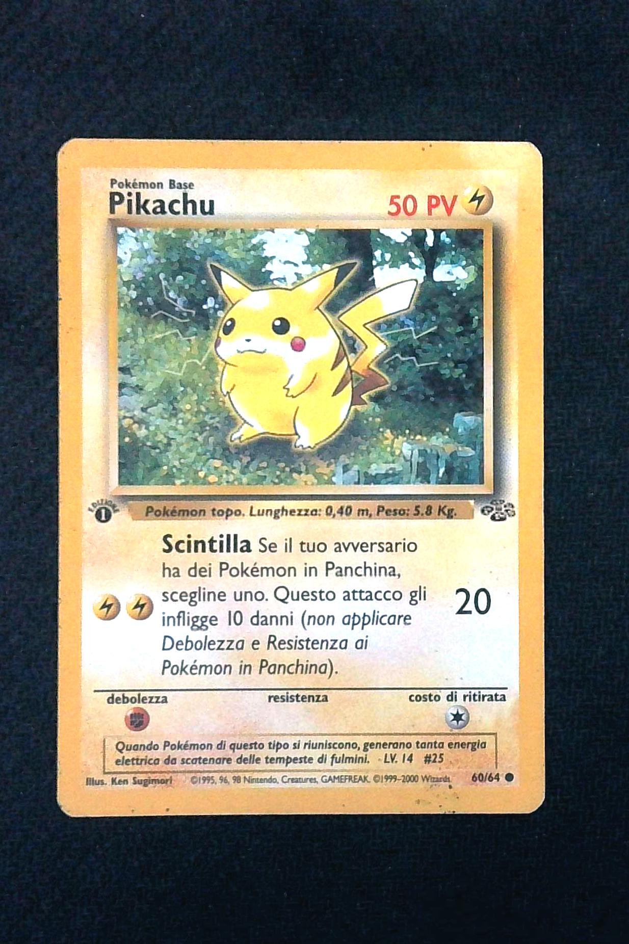 1999 Pokémon Pikachu Base Set 60/64 Italian WotC Vintage TCG Card – Sc ...