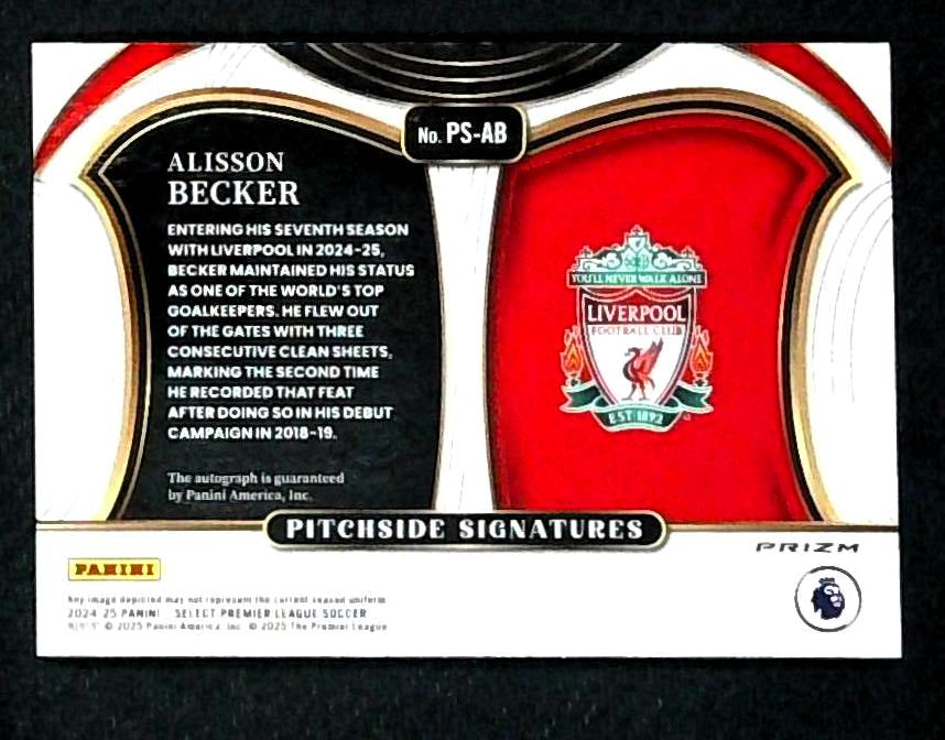 2024-25 Select Premier League Alisson Becker Pitchside Signatures Auto ...