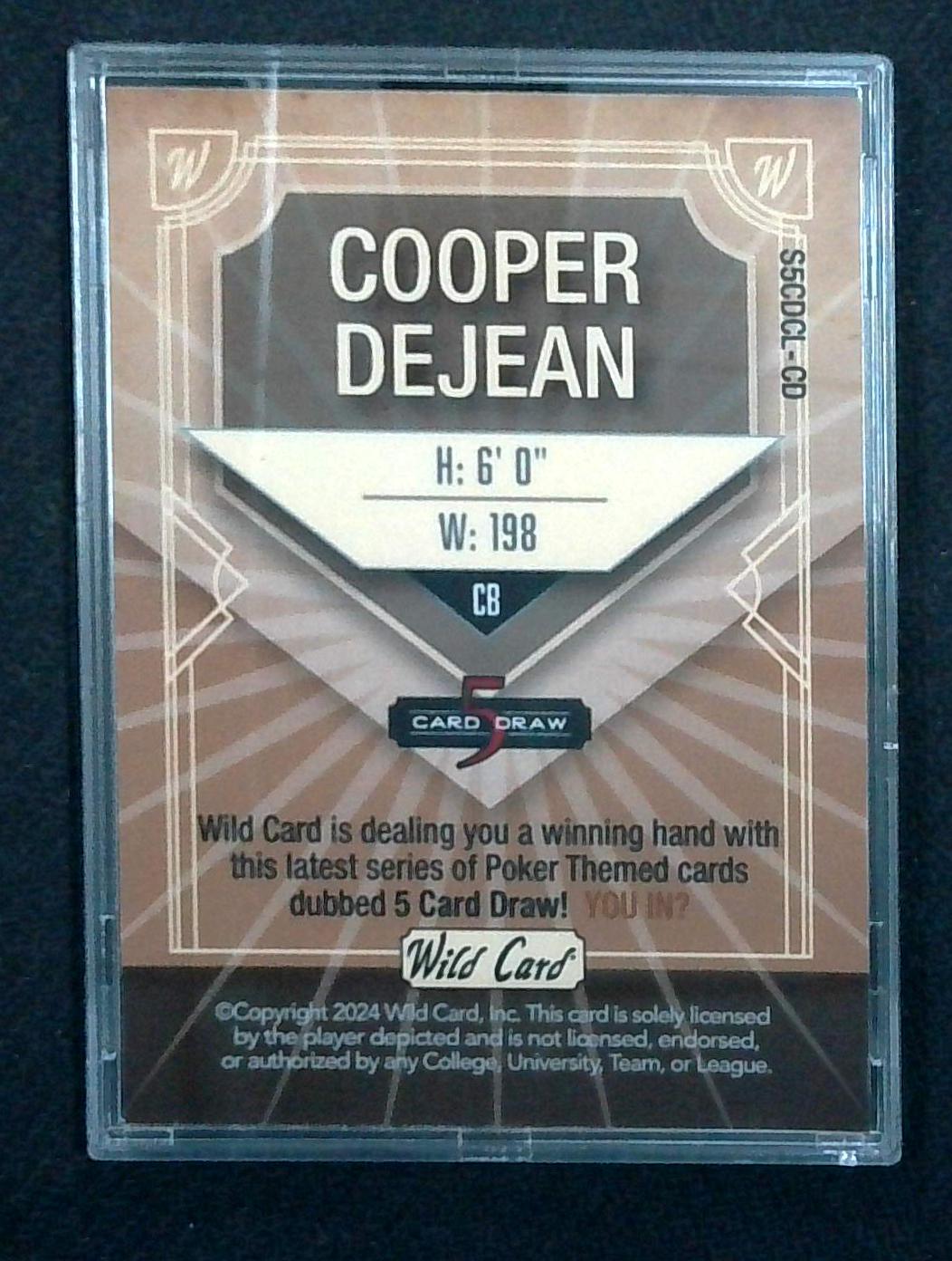 2024 Wild Card Cooper DeJean 5 Card Draw 1/1 Rookie – Great American ...