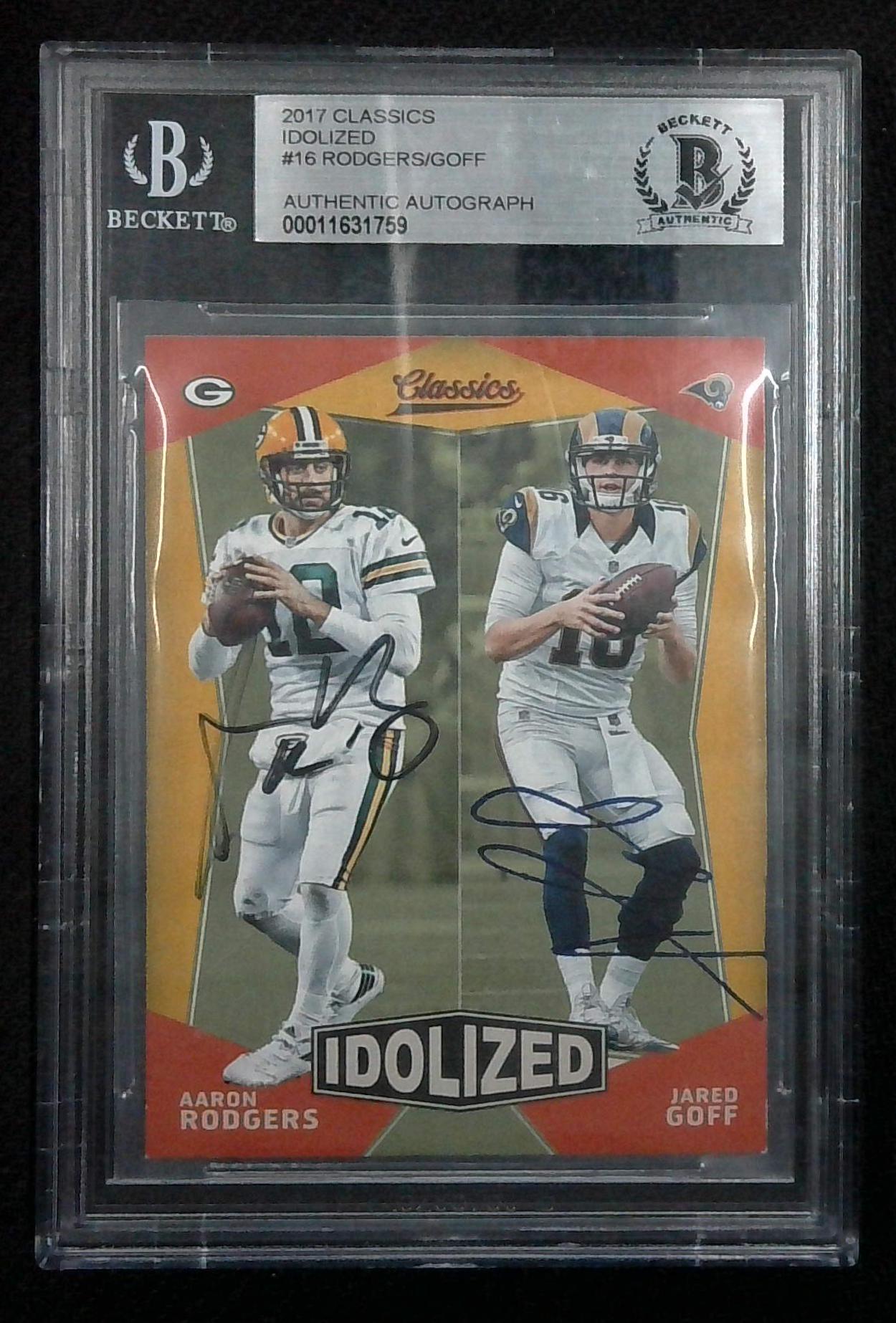 2017 Classics Idolized Aaron Rodgers Jared Goff Dual Auto Beckett Auth ...