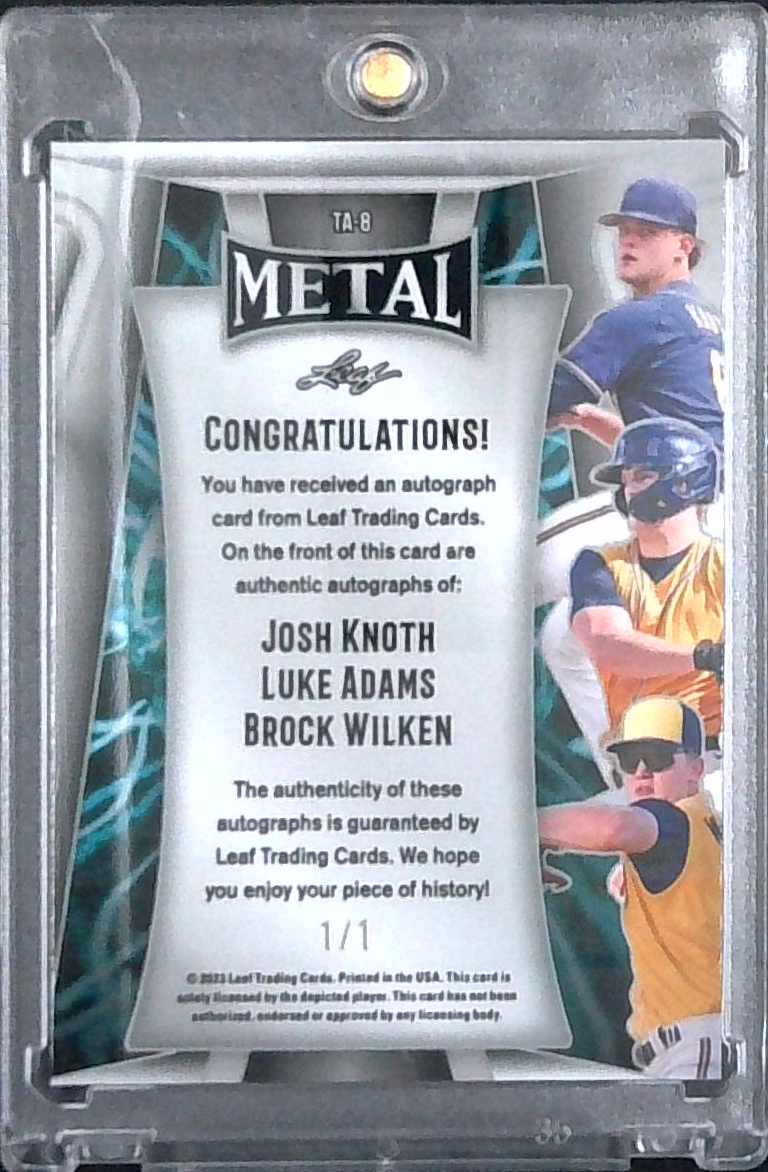 2023 Leaf Metal Josh Knoth, Luke Adams, Brock Wilken Triple Auto Gold ...