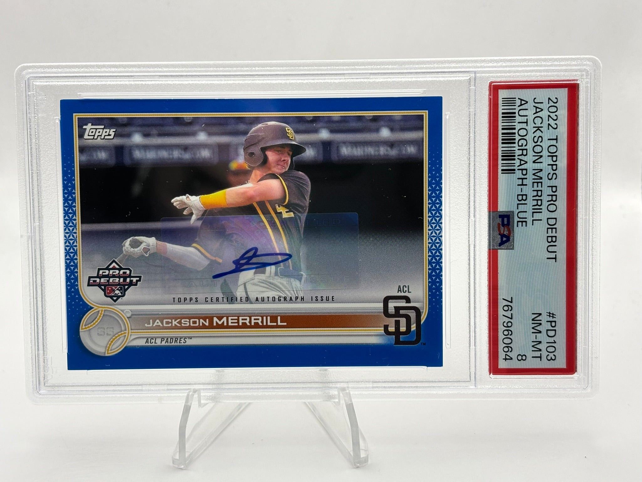 2022 Topps Pro Debut Jackson Merrill Blue Auto /150 PSA 8 – Great ...