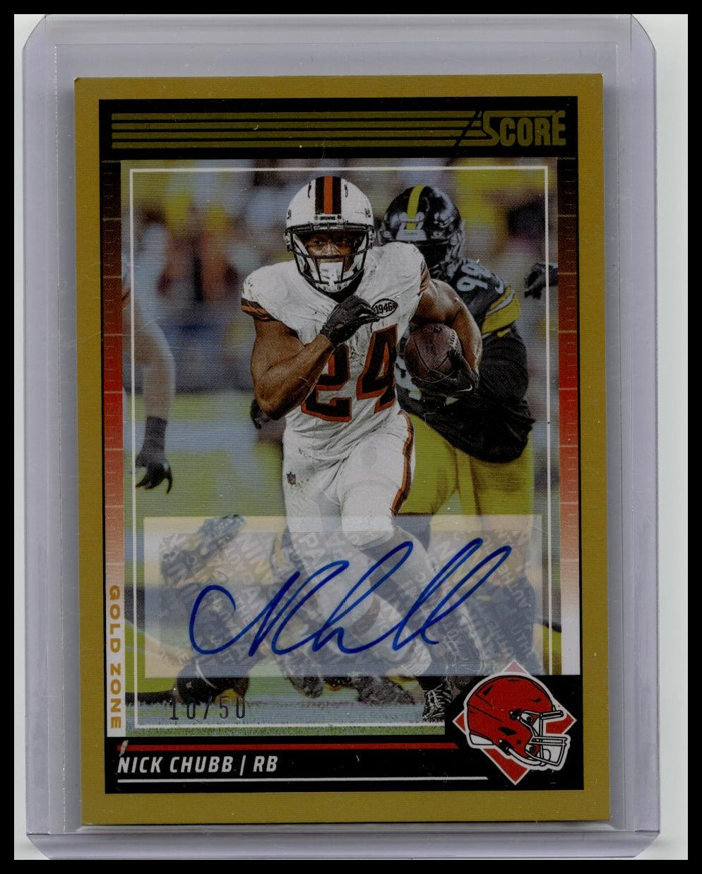 Nick Chubb 2024 PANINI SCORE GOLD ZONE AUTO # /50 CLEVELAND BROWNS ...