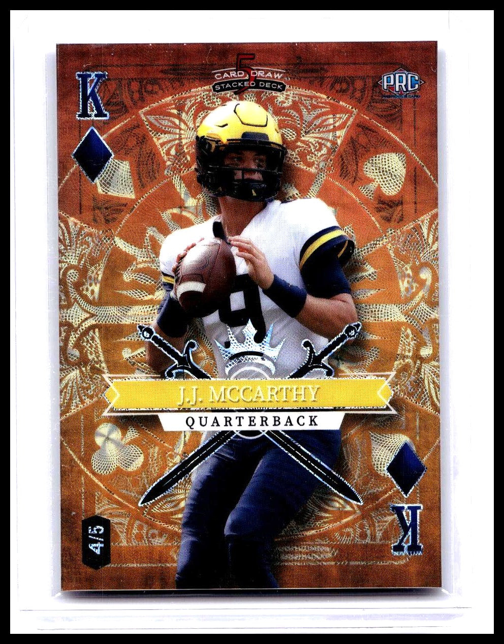 2023 Wild Card Five Card Draw Stacked Deck Orange J.J. McCarthy PRC RO ...