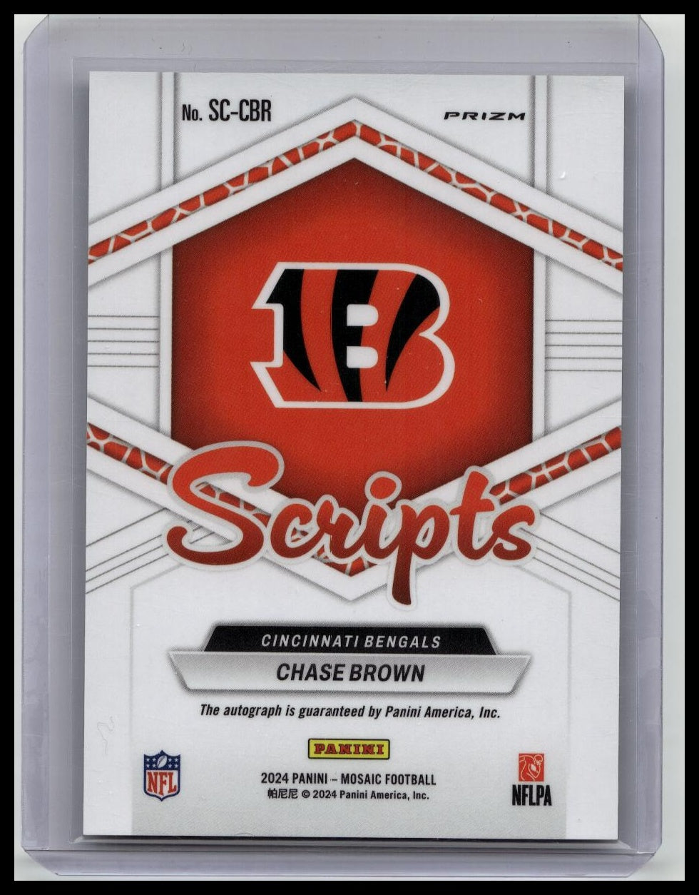 2024 Panini Mosaic - Scripts #SC-CBR Chase Brown (Auto) – Great American Sports Cards