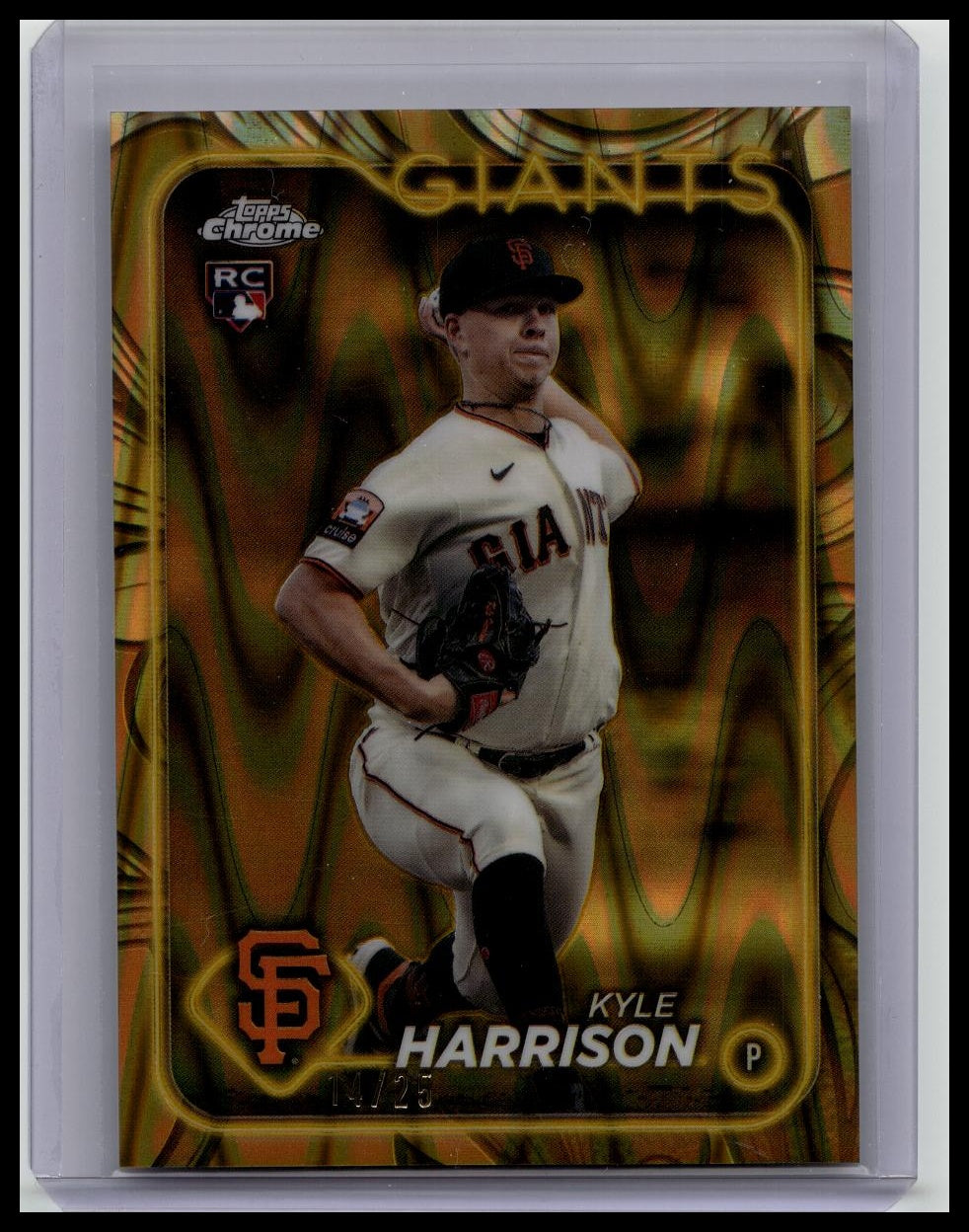 2024 Topps Chrome Gilded Kyle Harrison Gold Raywave Refractor Auto 14 ...