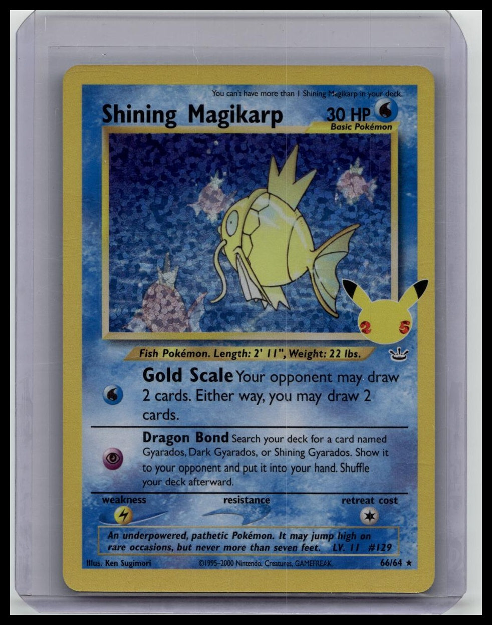 Shining Magikarp 25th Anniversary Celebrations Pokemon Card 66/64 ...
