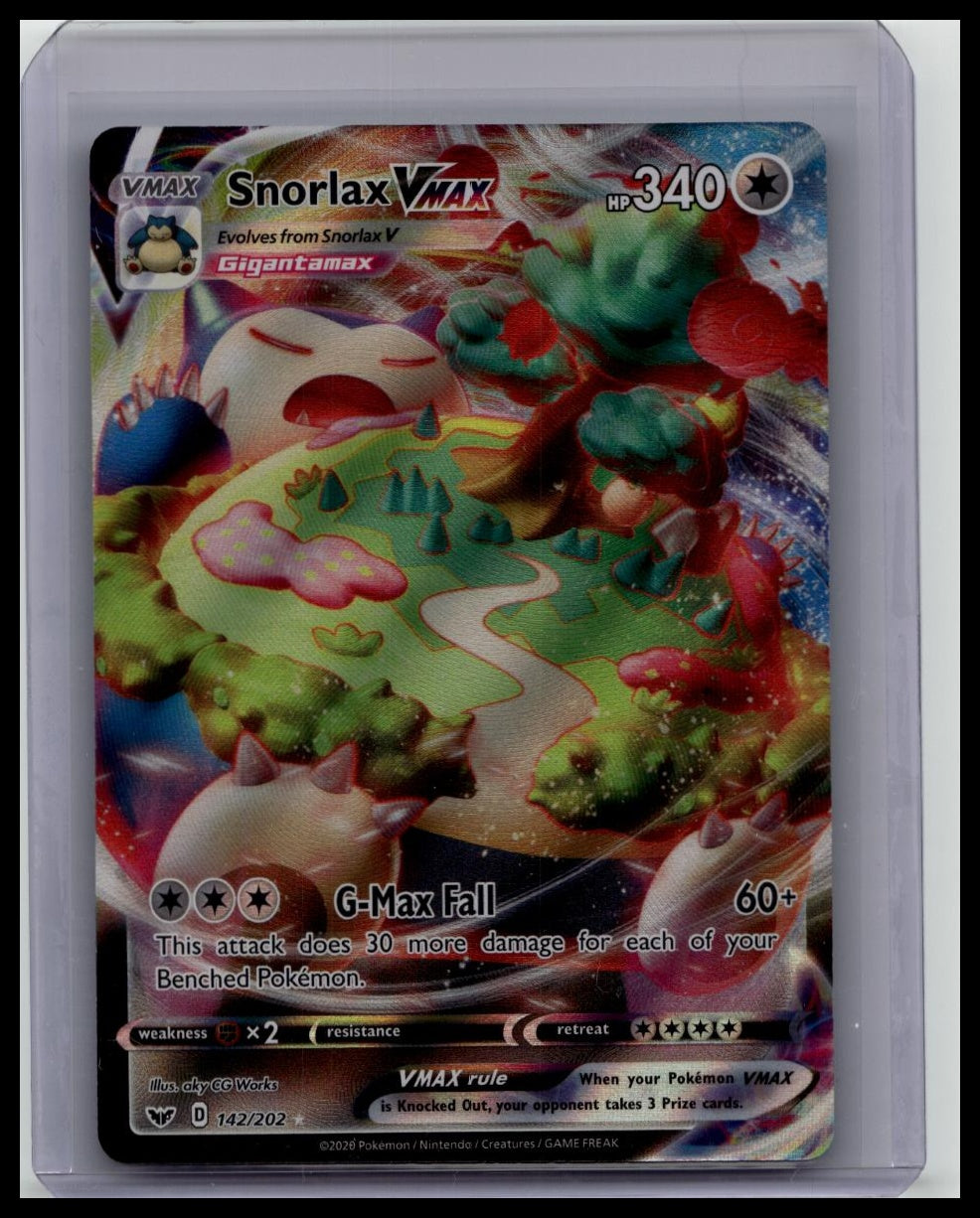 Snorlax VMAX FULL ART ULTRA RARE 142/202 Sword and Shield Base Set Pok ...