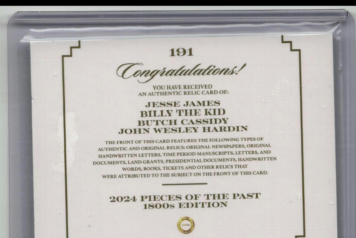 2024 Pieces of the Past 1800's James Billy the Kid Cassidy Hardin QUAD ...