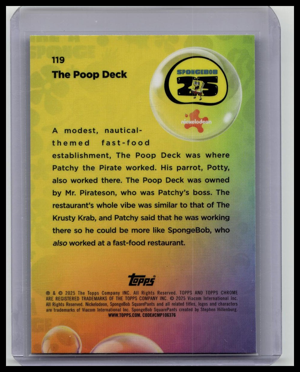 2025 Topps Chrome SpongeBob The Poop Deck Blue Refractor /150 #119 ...