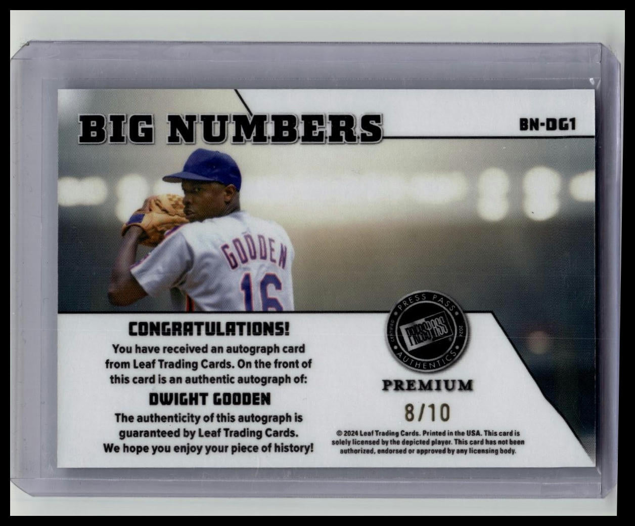 2024 Press Pass Premium Big Numbers Dwight "Doc" Gooden Auto /10 ...